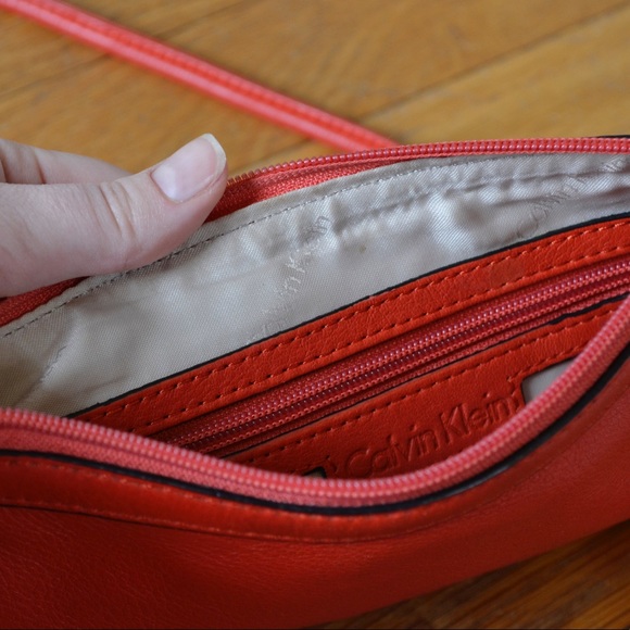Calvin Klein | Bags | Calvin Klein Red Leather Crossbody Purse | Poshmark